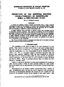 Prediction of the moisture holding characteristics of Queensland soils ...